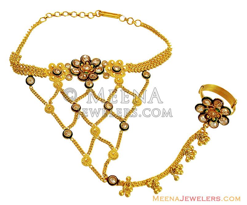 Ladies Designer Panja Bracelet 22K - BrLa13239 - 22K Gold Ladies Fancy ...