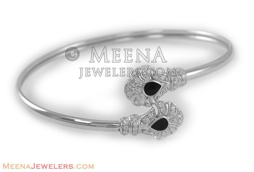 18Kt Gold Bangle with Signity stone - BaSt7630 - 18Kt White Gold Bangle ...