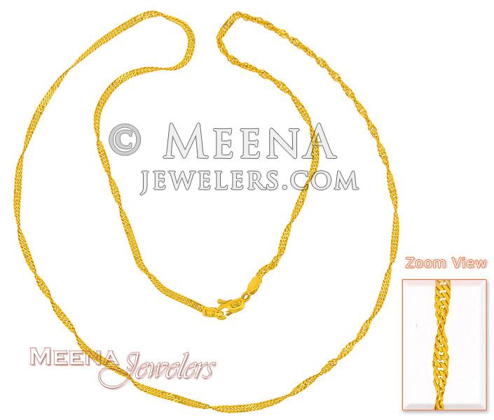 22Kt Gold Chain (18 Inch) - ChPl3714 - 22Kt Gold disco chain.