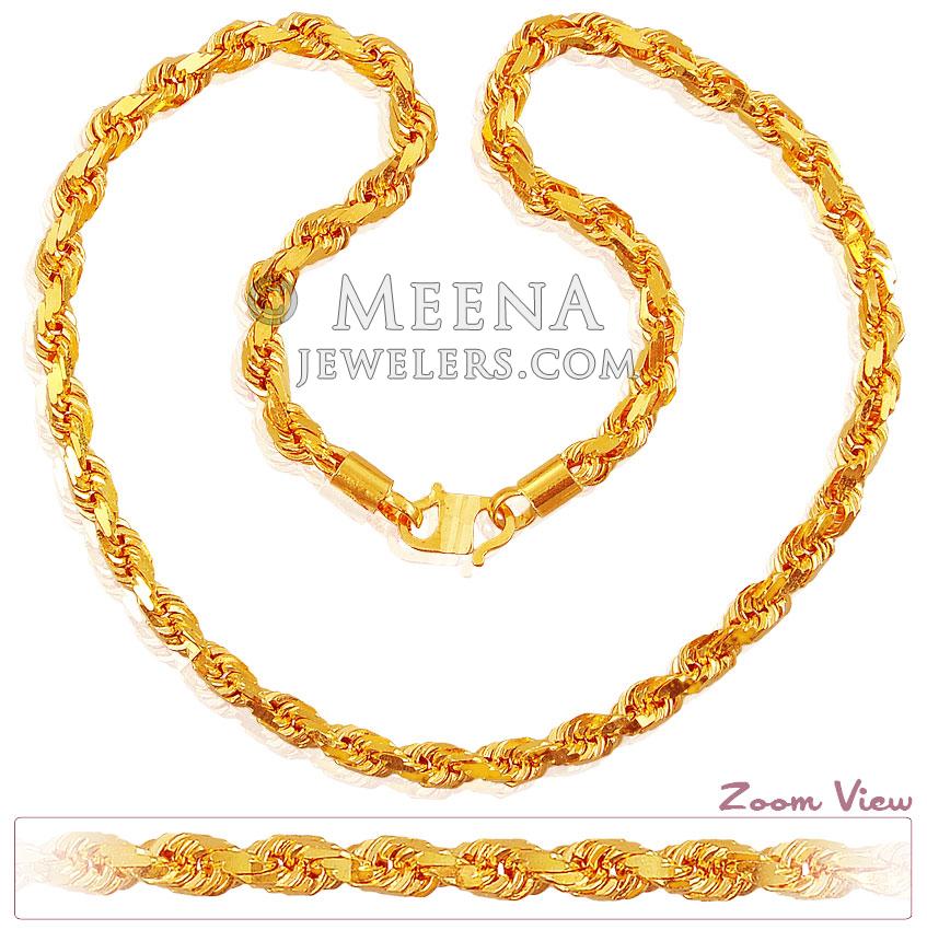 22k Gold Rope Chain (20 Inch) - ChPl18561 - 22K Gold Heavy Rope chain ...