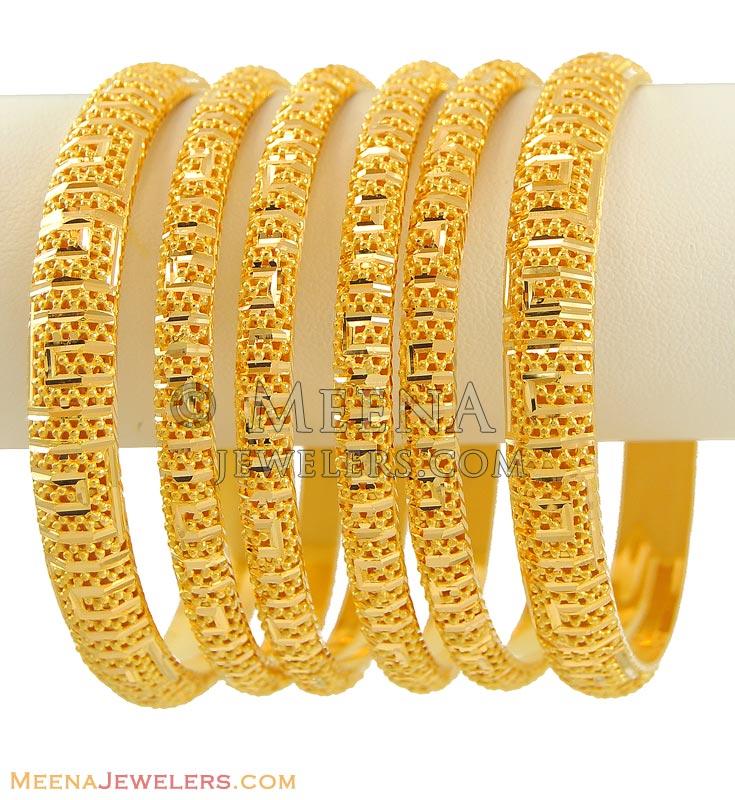 22Kt Gold Bangles Set (4 pcs Only) - Ba2t8606 - 22k gold bangles (set ...