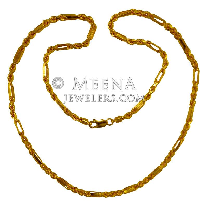 22K Gold Cartier Rope Mens Chain - ChMs24092 - 22K Gold Cartier rope ...
