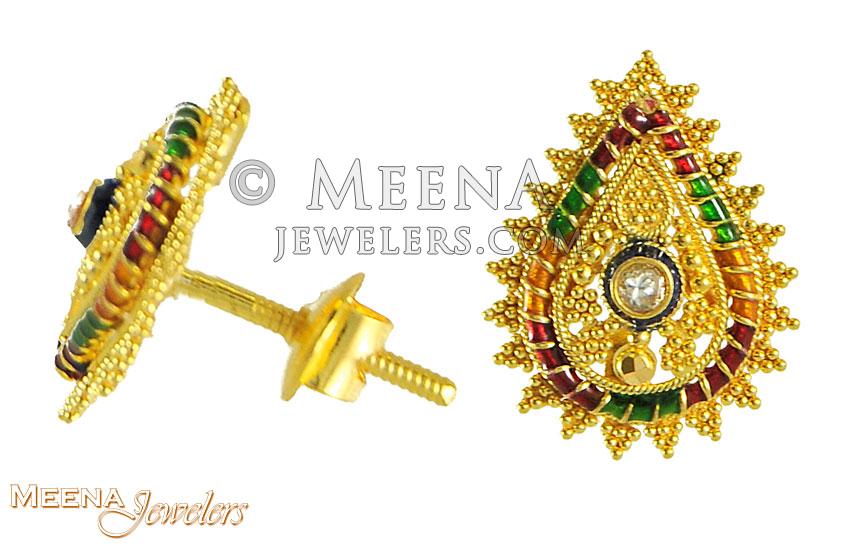 22K Gold Earrings - ErGt3100 - 22Kt Gold Tops beautifully handcrafted ...
