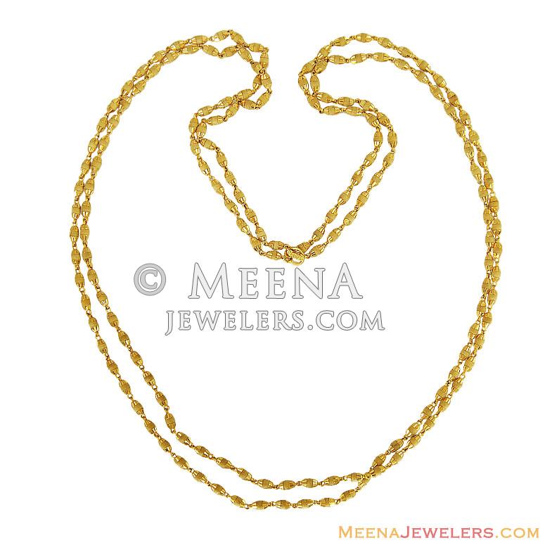 22k Double Layered White Tulsi Mala - ChLo11884 - 22k gold double ...