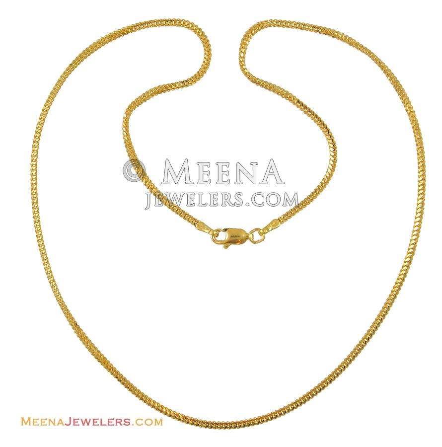 22k Gold Foxtail Chain (18 Inches) - ChPl10459 - 22k Gold Foxtail Chain ...