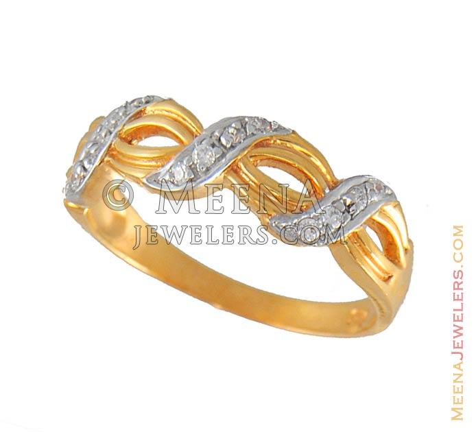 22kt Gold Signity Ring - RiLg4928 - 22k Gold signity ring with two tone ...