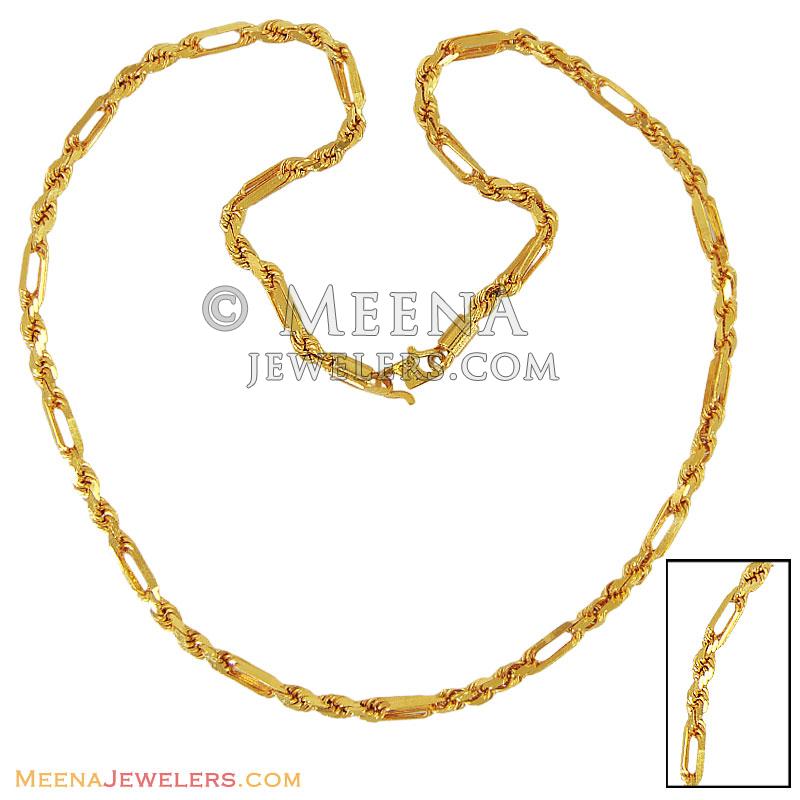 22K Mens Solid Cartier Rope Chain - ChMs11938 - 22K gold long solid and ...