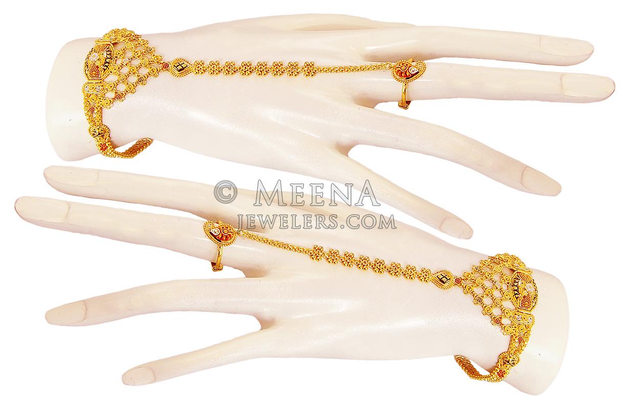 22k Gold Designer Panja (2PC) - BrLa18899 - 22K Gold 2PC Indian design ...