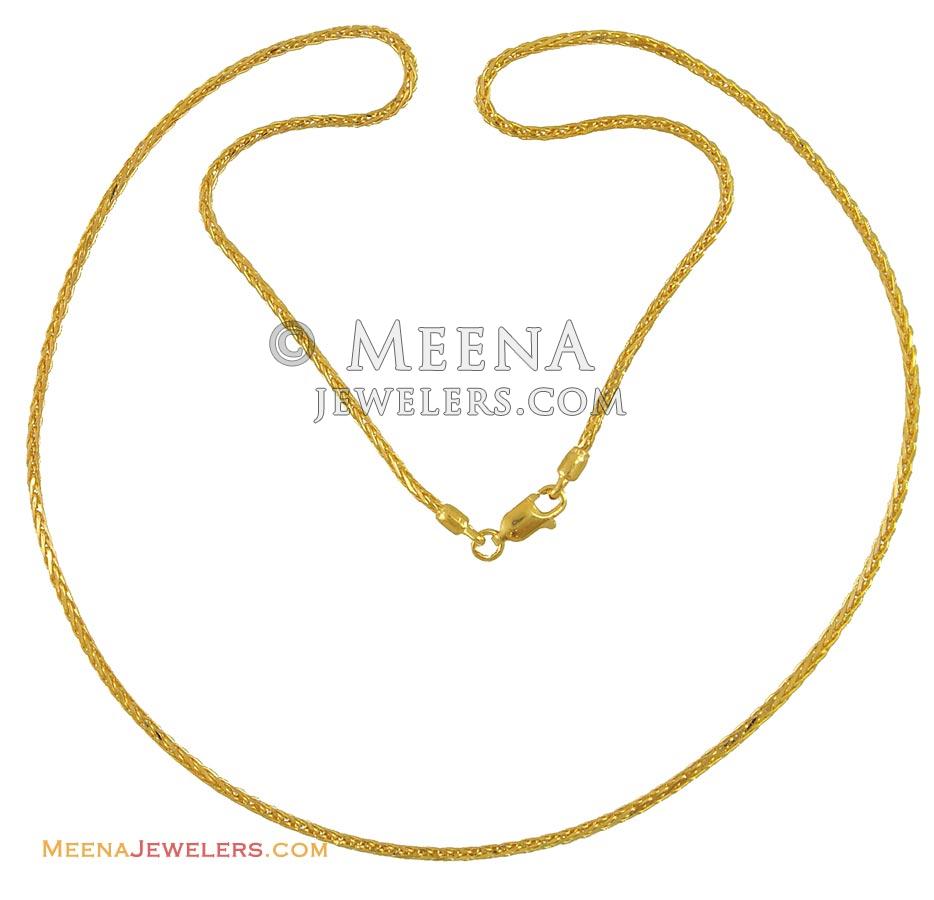 22K Round Foxtail Chain (20 Inches) - ChPl10462 - 22K Gold round ...