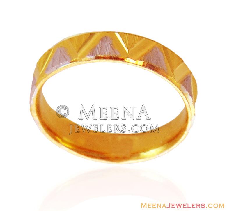 Fancy Two Tone Gold Band - RiWb16779 - 22K Gold band, designed in fancy ...