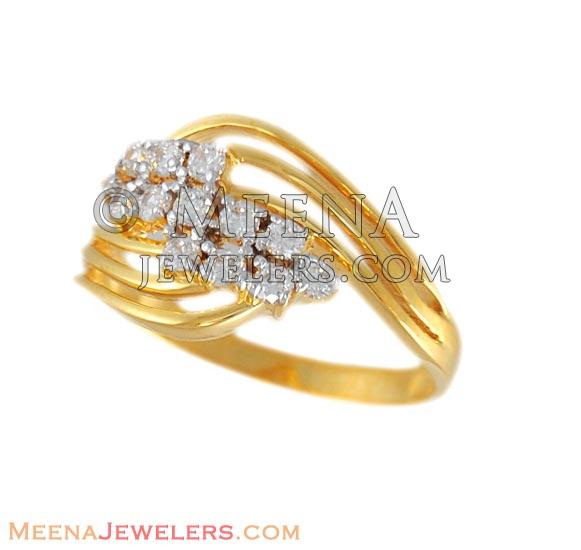 22Kt Gold Signity Ring - RiLs4901 - 22Kt Gold Ladies Ring studded with ...