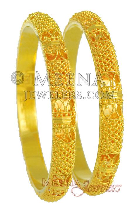 Handmade Gold Bangles - BaGo3283 - 22Kt Gold handmade bangles with ...