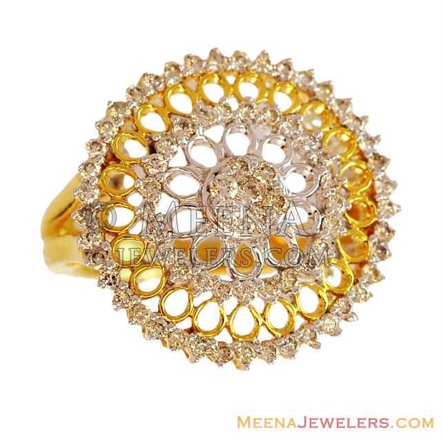 Designer Sun Shaped Floral Ring 18K - DiRi12965 - 18k Ladies Yellow ...