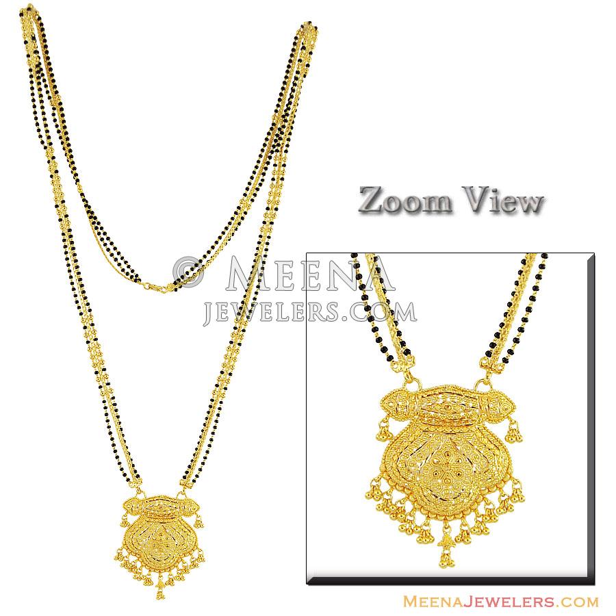 22K Gold Designer Fancy Mangalsutra - ChMs12027 - 22K Gold Long ...
