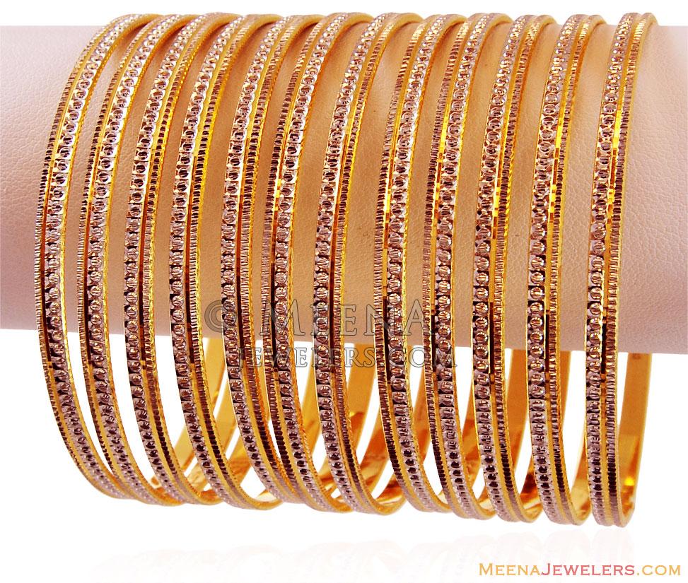 Exclusive Laser Gold Bangles - Ba2t16913 - 22K Gold bangles set (set of ...