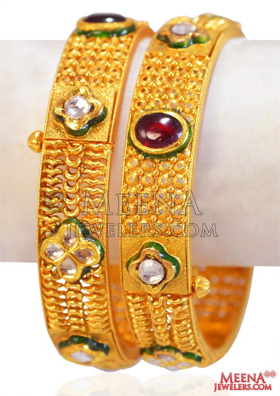 22kt Gold Antique Kadas (2 Pc) - BaAn27908 - US$ 10,957 - Elevate your ...