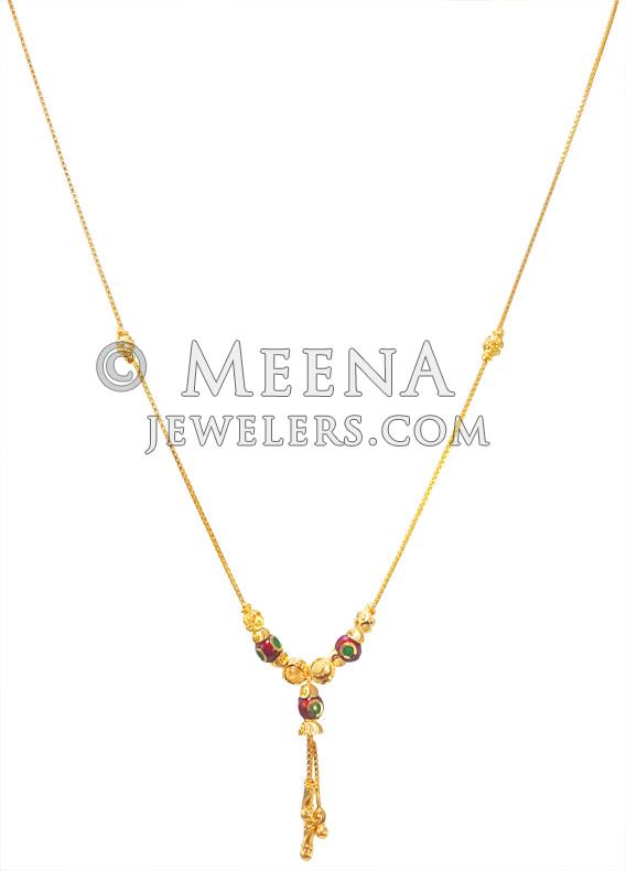 22k Gold Ladies Dokia Chain - chfc22751 - 2k Gold Meenakari Dokia Chain ...