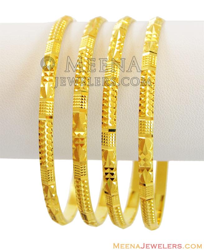 Machine Laser Bangles 22k Gold - BaSt13802 - 22k Yellow Gold Ladies ...