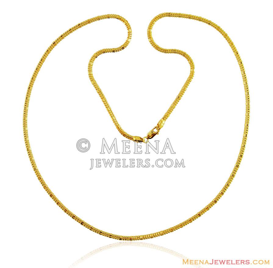 Gold 22k Chain - ChPl15315 - 22k Gold Bullet chain with high shine ...