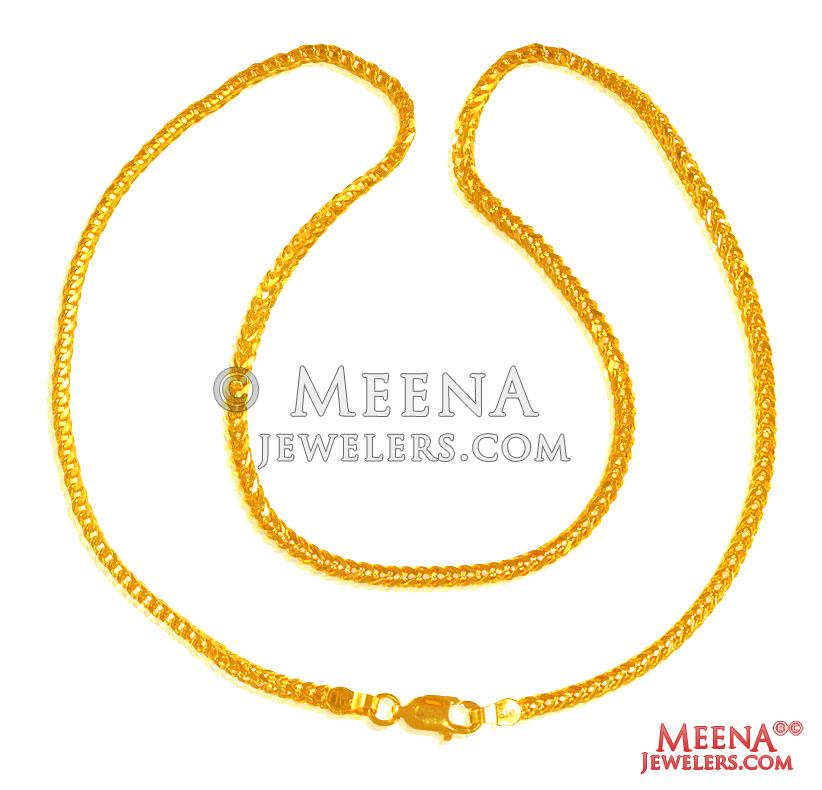 22Kt Gold Fox Tail Chain - chpl25352 - 22Kt Yellow Gold chain is ...