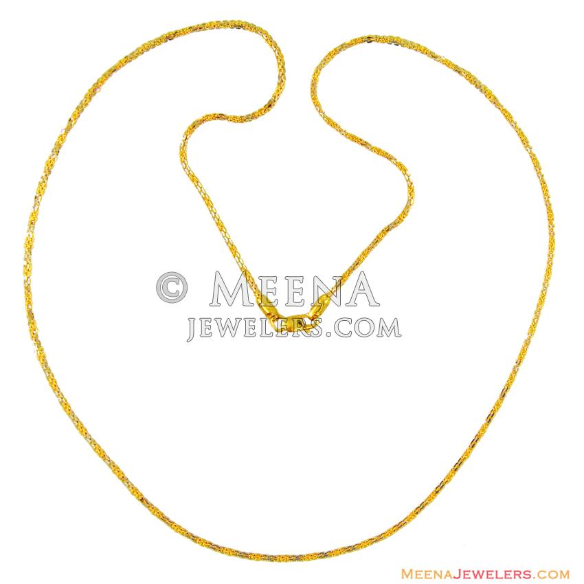 22K Fancy 2 Tone Chain (20 inches) - ChMs11443 - 22k gold fancy thin ...