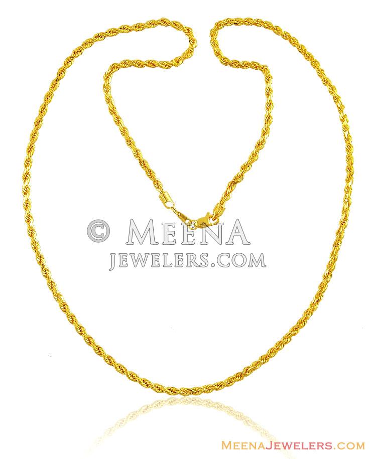 22k Mens Solid Rope Chain(24 Inch) - ChPl14632 - 22k gold heavy chain ...