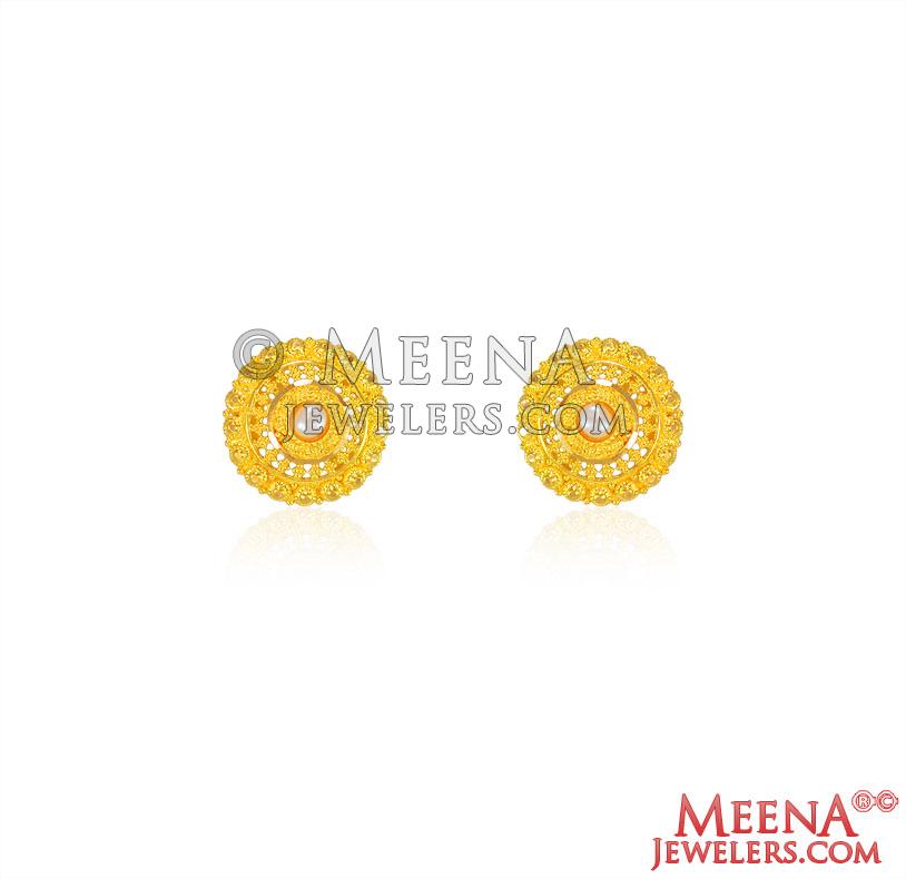 22K Gold Filigree Tops With Pearl - ErGt26065 - US$ 1,274 - 22k Gold ...