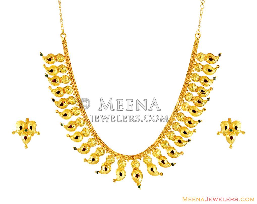 Gold Mango Necklace Design