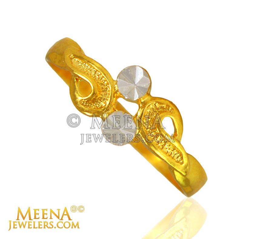 22Kt Gold Two Tone Ring - RiLg24511 - 22Kt Gold ring for ladies is ...