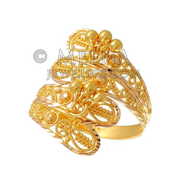 Gold Fancy Ring - RiLg4343 - 22Kt Gold Fancy Ring with intricate ...