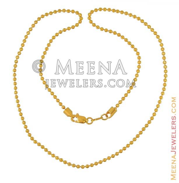Yellow Gold Ball Chain(22k) - ChFc6855 - 22k gold chain in Yellow gold ...