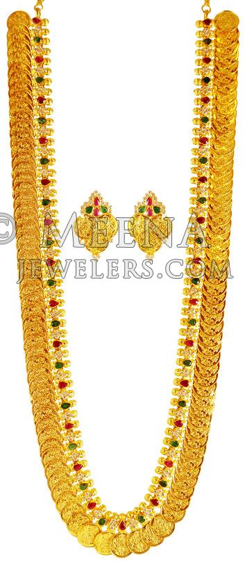 22kt Gold Long Kasu Mala (Set) - StGo19951 - 22kt Gold Long traditional ...