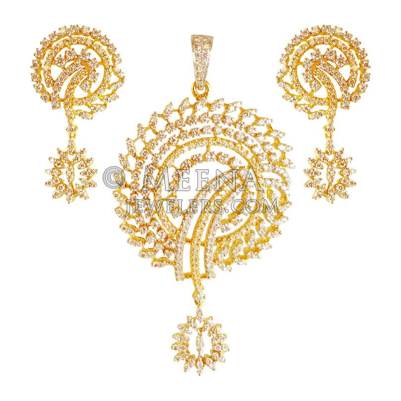 18kt Diamond Pendant Set - DiPs21513 - 18Kt Gold Pendant and Earring ...
