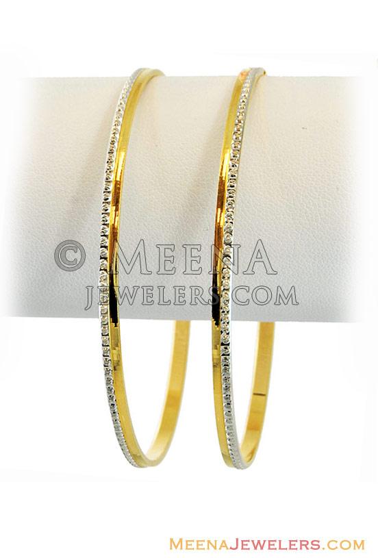 22k Fancy Two Tone Bangles - Ba2t13084 - 22Kt Gold Bangles (Pair ...
