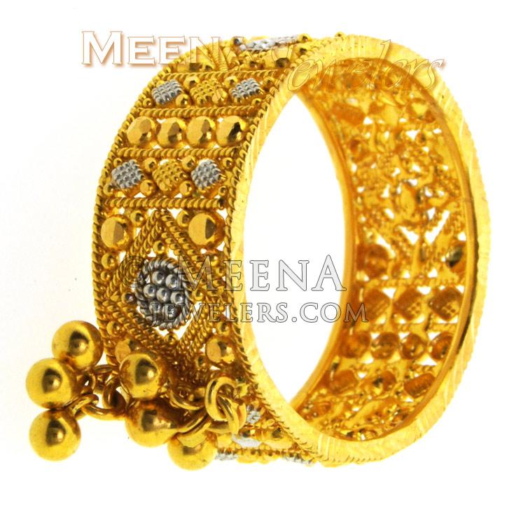 22 Kt Gold Ladies Ring - RiLg1465 - 2 Tone 22KT Gold Ladies ring with ...
