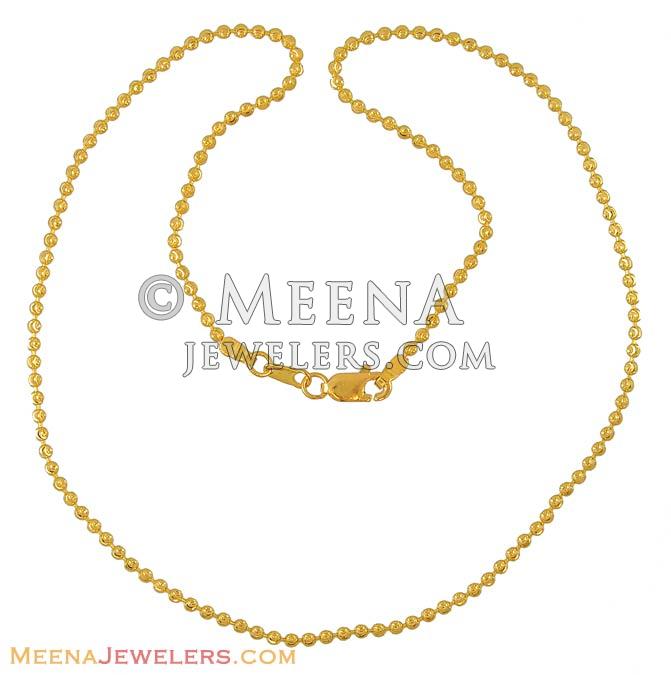 22k Yellow Gold Ball Chain - ChFc8118 - 22k gold chain in Yellow gold ...