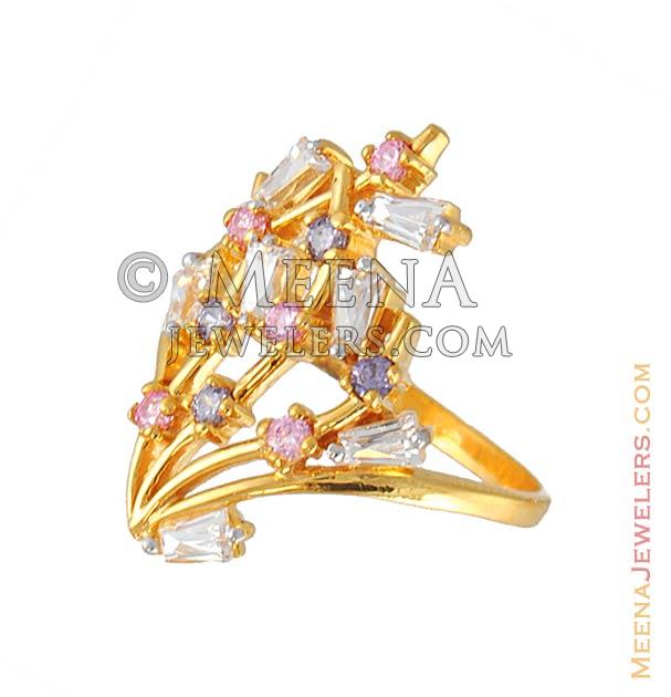 Signity Ring With Color Cz - RiLg4957 - 22kt Gold fancy ring with star ...