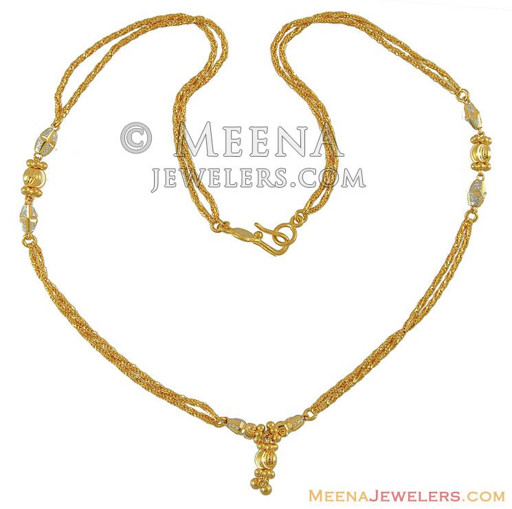 22K Gold Fancy Chain - ChFc7213 - 22Kt Gold Fancy Chain with 2 chains ...