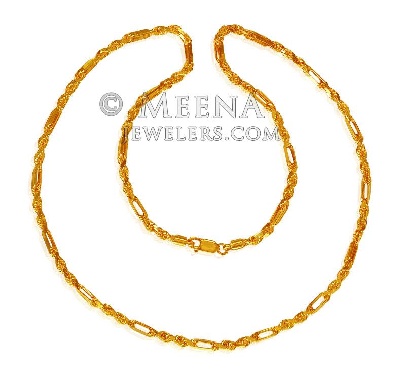 22Kt Gold Rope Chain 22In - ChMs20147 - 22K Gold Cartier rope chain (22 ...