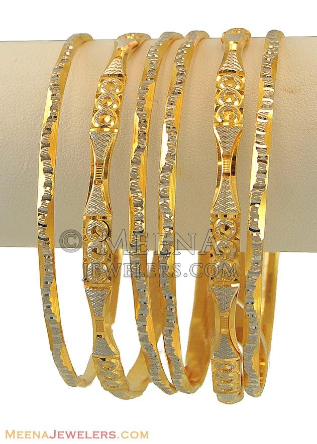 22K Two tone Bangles Set(6 pcs) - Ba2t10993 - 22k gold bangles (set of ...