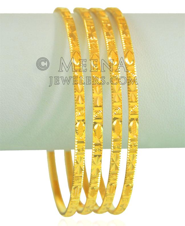 22k Gold Bangles Set (Set of 4) - BaGo22709 - 22k Gold Bangles Set (Set ...