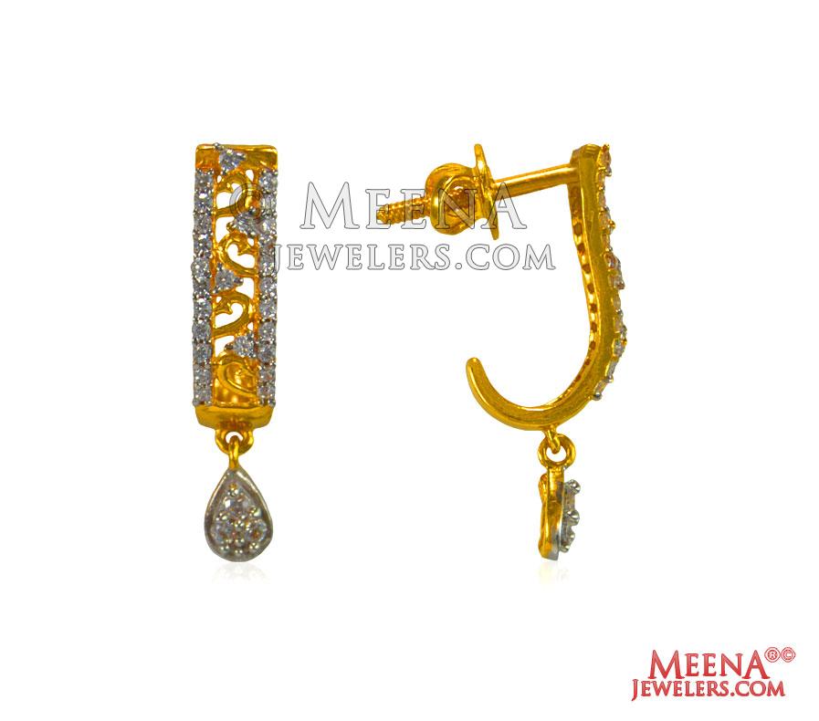 Earring with Star Signity stone - ErSi24974 - Beautifully crafted 22 kt ...