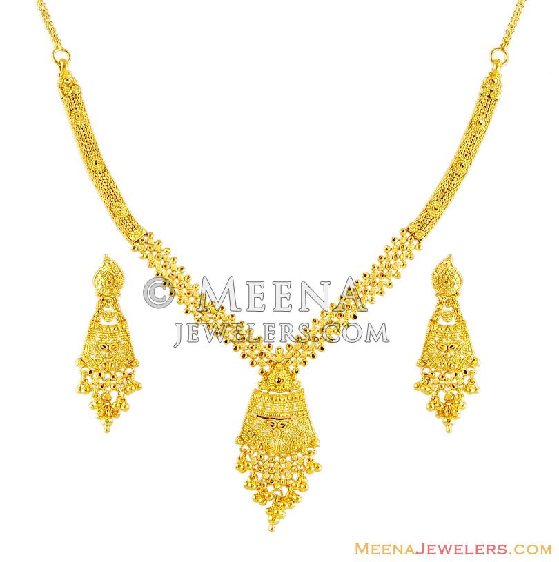 22K Beautiful Necklace Set - StGo15805 - 22K Gold Necklace Set ...