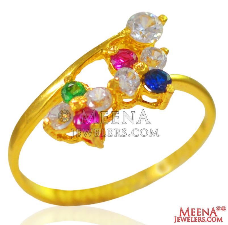 22k Gold Fancy Ring - RiLs26485 - 22k Gold Fancy Ring is designed with ...