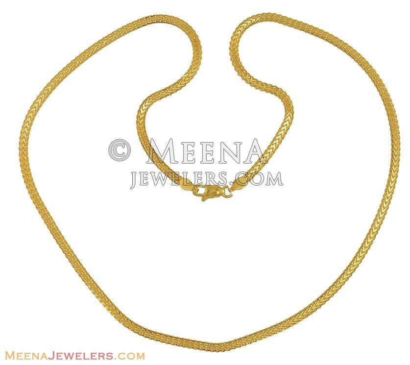22K Plain Gold Chain (Flat) - ChPl10582 - 22K plain gold chain (22 ...