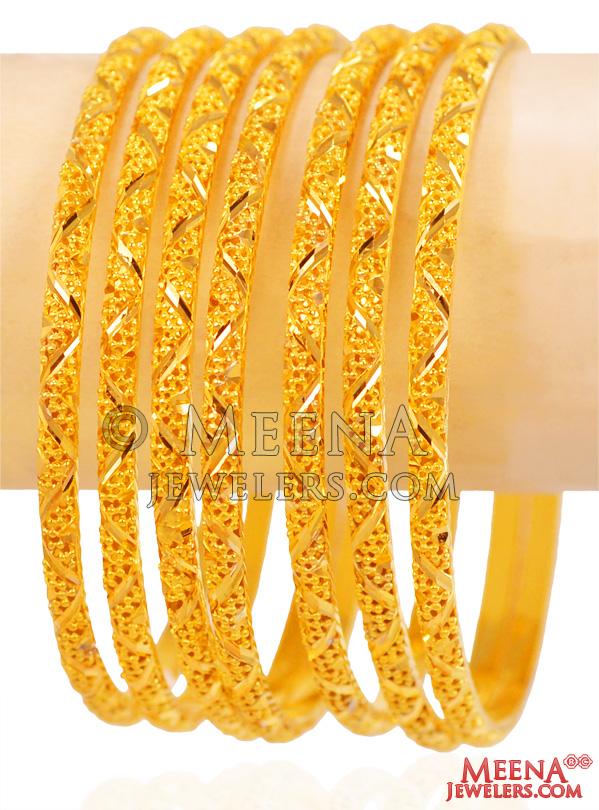 22Kt Gold Designer Bangles (7 pc) - BaSt27792 - US$ 8,598 - The 22Kt Pure Gold Bangles set ...
