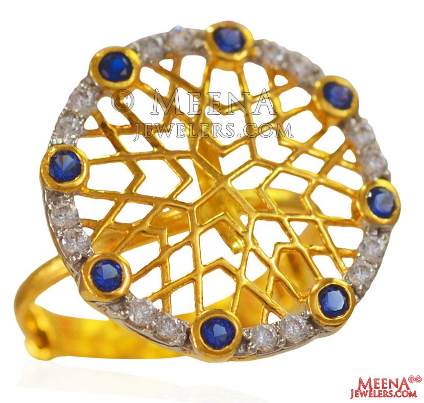 22k Gold Adjustable Designer Ring - RiLs26491 - 22k Gold Adjustable ...