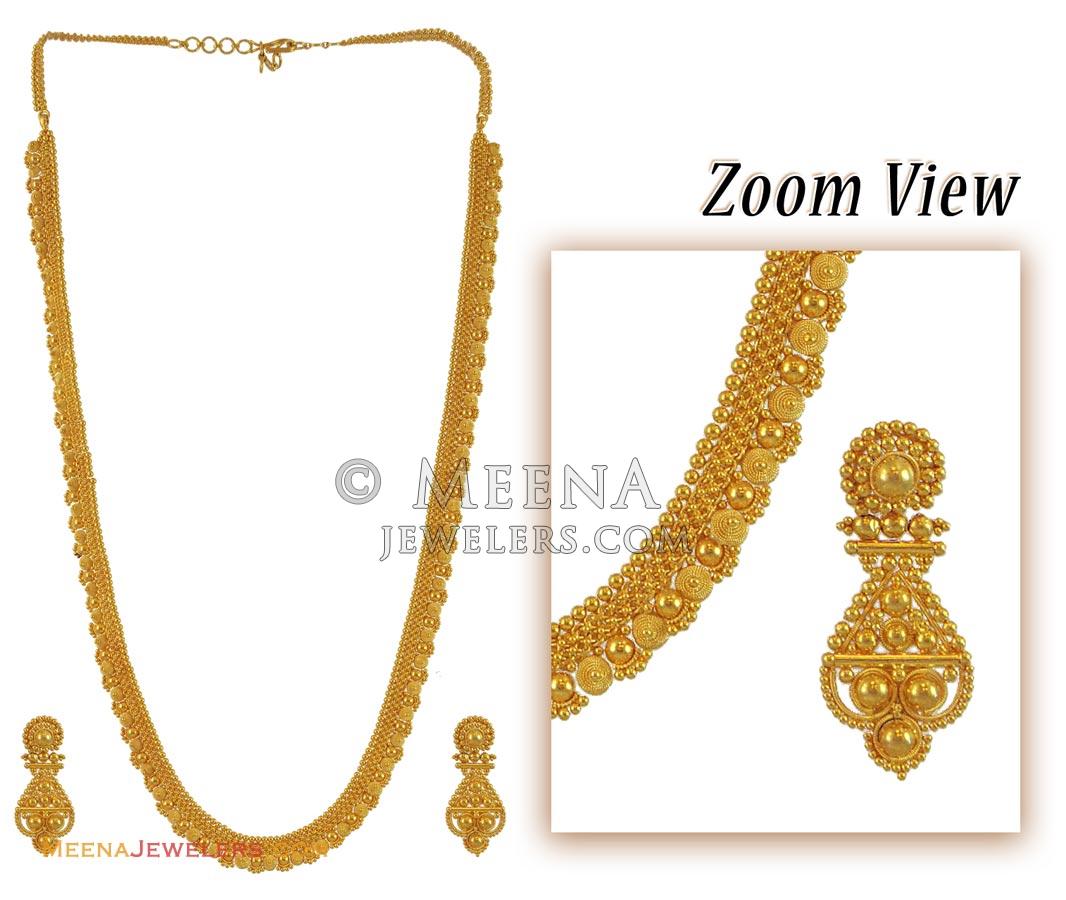 22k Long Chain Earring Set - StBr10633 - 22K gold long patta (chain ...