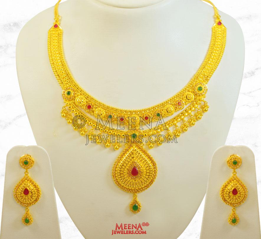 22Kt Gold Stone Necklace Set - StGd27654 - US$ 12,766 - Introducing our ...