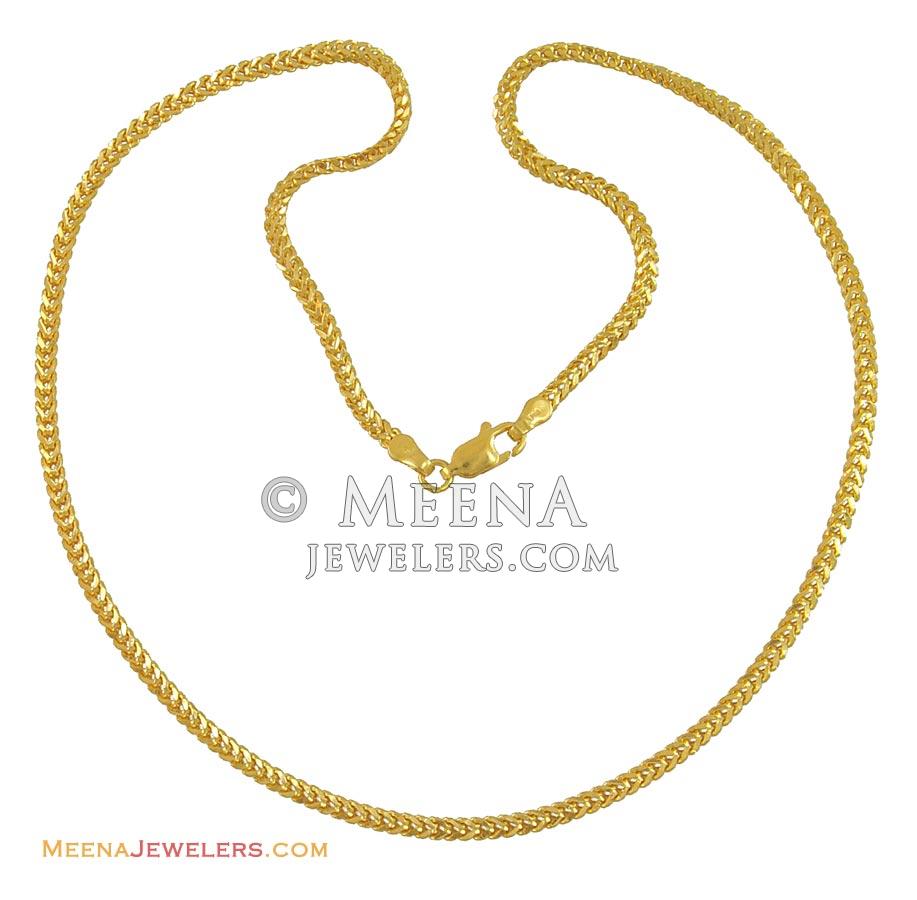 22k Gold Foxtail Chain (16 Inches) - ChPl10464 - 22k Gold Foxtail Chain ...